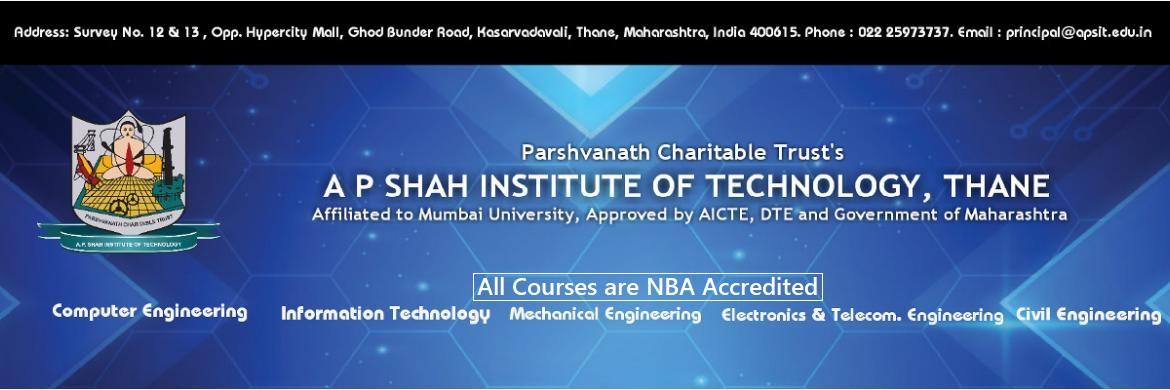 A. P. SHAH INSTITUTE OF TECHNOLOGY THANE